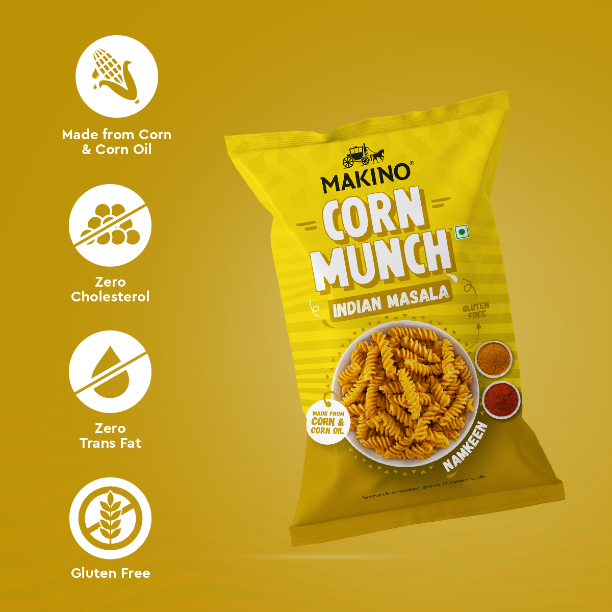 Makino Corn Munch Indian Masala (Each 150gm) (Pack of 3) – Makino E Store