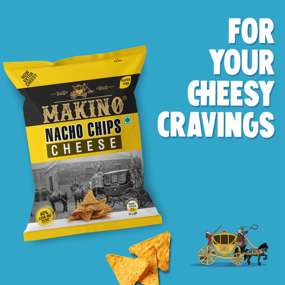 Makino Nacho Chips Cheese 60 gm | Pack of 120 | Bulk Pack for Retail ...