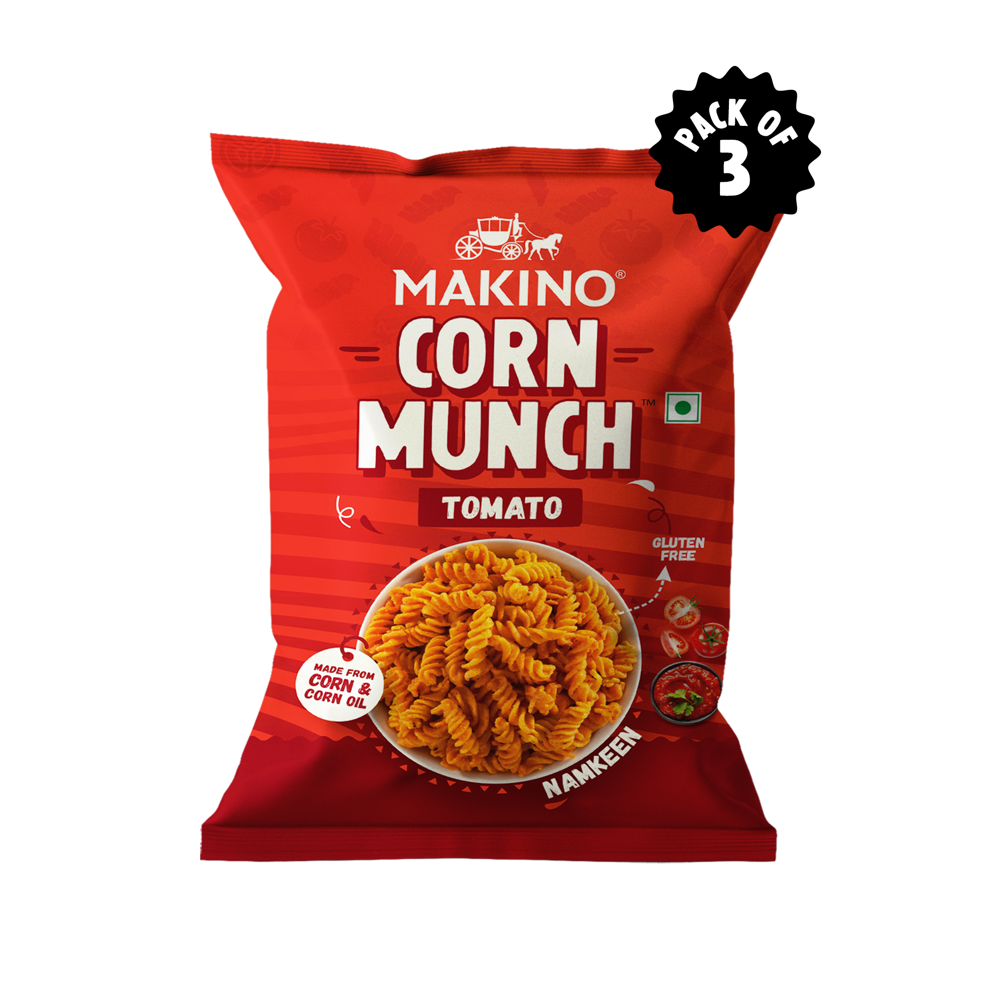 Makino Corn Munch Tomato (Each 150gm) (Pack of 3) – Makino E Store