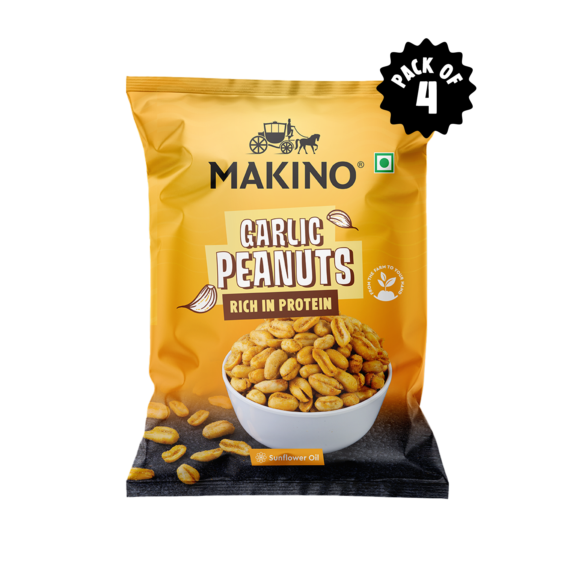 Makino Roasted Garlic Peanuts - 150 Gm (Pack of 4) – Makino E Store