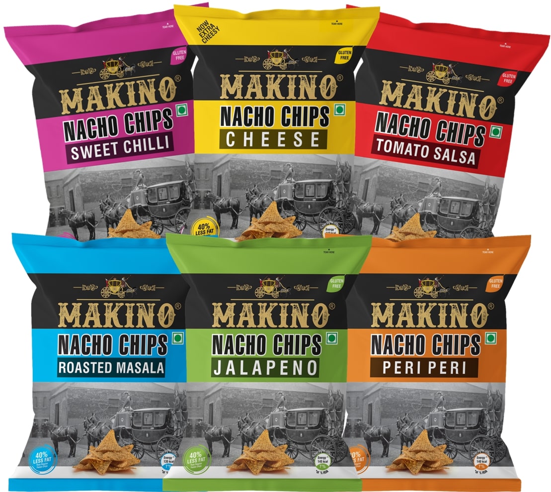 Makino Nacho Chips (Cheese, Jalapeno, Sweet Chilli, Tomato Salsa, Peri ...